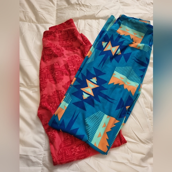 LuLaRoe | Pants & Jumpsuits | Lularoe Bundle Blue And Orange Aztec ...